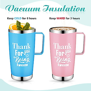 Bokon 6 Pcs Thank You Gift 20oz Stainless Steel Insulated Coffee Mug with Handle Employee Appreciation Gift Travel Tumblers Inspirational Gifts for Coworker Nurse Teacher Volunteer Social Worker Mom