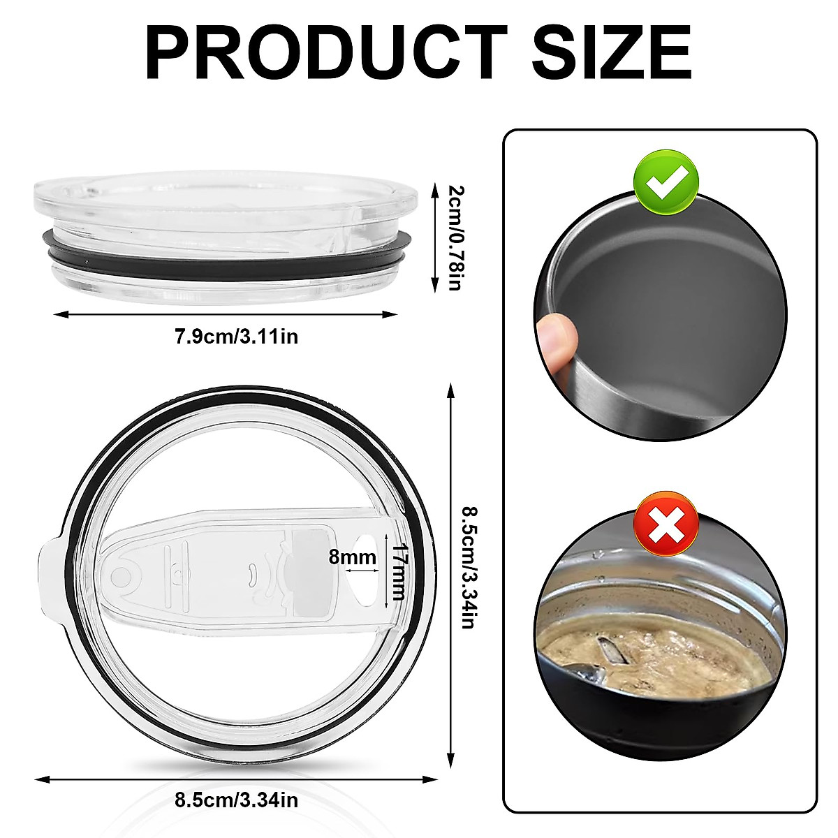 4 Pcs 20 oz Tumbler Lids Tumbler Replacement Lids Replacement Spill Proof Splash Resistant Slider for 3.11 Inch Cup Mouth Tumbler Cup (20 oz)