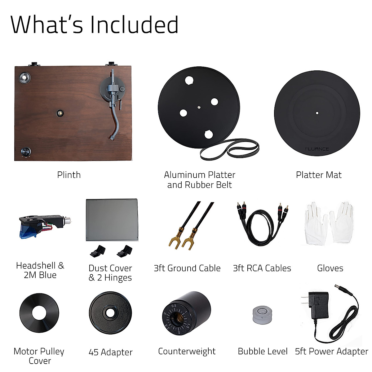 Fluance RT84 Reference High Fidelity Vinyl Turntable Record Player with Ortofon 2M Blue Cartridge, Speed Control Motor, High Mass MDF Wood Plinth, Vibration Isolation Feet - Walnut