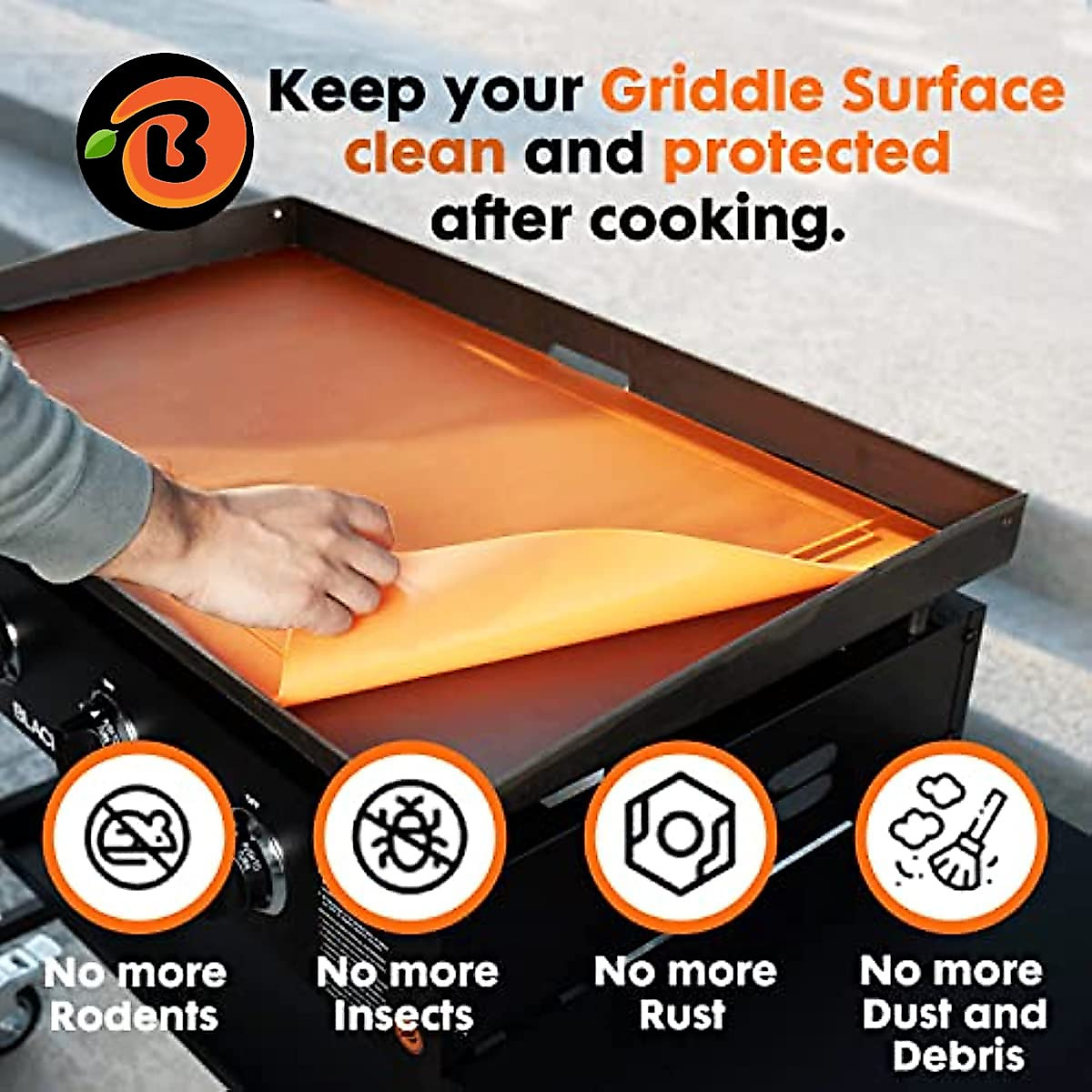 bigstone 36" Griddle Mat Silicone for Blackstone, Heavy Duty Food Grade Silicone Grill Cover for Blackstone, Resizable and Customizable, Compatible with Blackstone 36", 28",22" Models