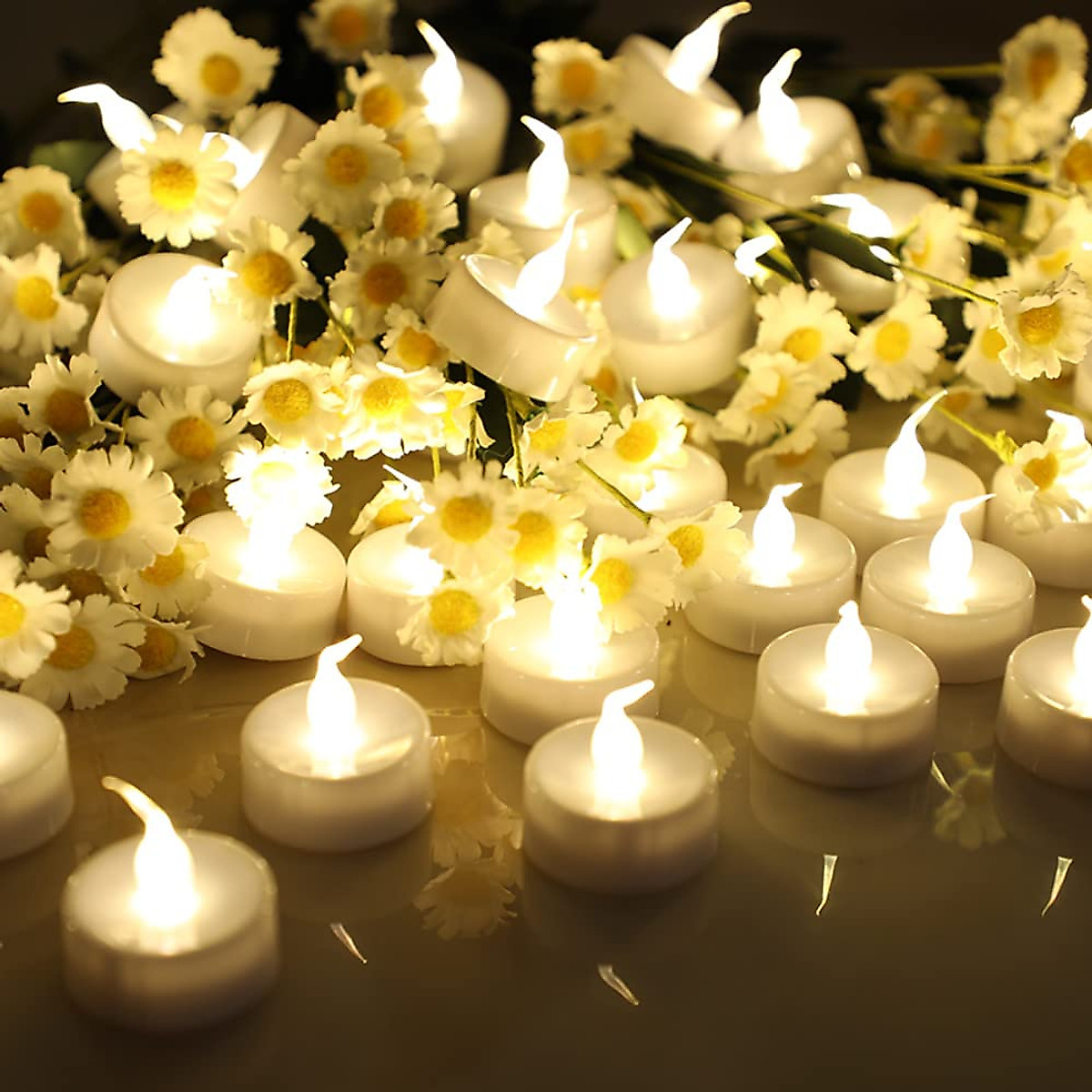 Topstone LED Tea Light,Flickering Flameless Candle with Remote Control,Long Lasting Battery Operated LED Tealights Candle with Timer,for Seasonal &Festival Celebration,Pack of 12(Warm White)