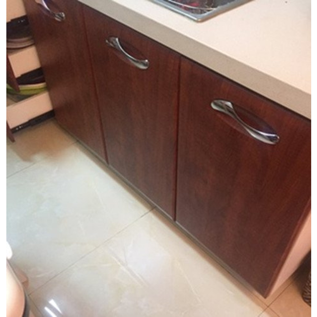 Teemall 15.8inch by 79inch Brown Maple Wood Grain Paper Peel and Stick Shelf Liners Wallpaper Cabinet Door Wardrobe Wood Wall Funitures Stickers