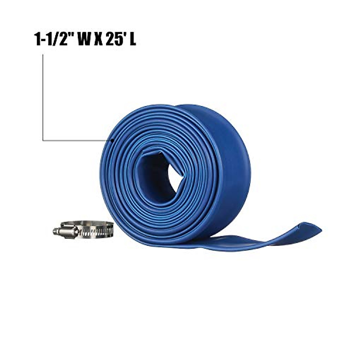 Blue Devil 25-Foot Backwash Hose for Pool with Hose Clamp, 1-1/2" W x 25' L