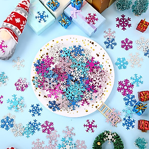 Pasimy 200 Pcs Snowflakes Confetti Decorations frozen birthday confetti winter wonderland christmas table decor glitter snow confetti for Birthday Wedding New Year Xmas Holiday surprise party supplies