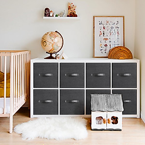 Somdot Fabric Storage Bins with Handle, 10.6 Inch Collapsible Storage Cubes, Foldable Organization Baskets for Closet Shelves Offices Toys, Set of 6 - Black