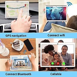 AOYODKG TAB-A22 10 Inch Tablet with Keyboard, Android 10, Octa-core Processor, 64GB Storage, 4GB RAM, 256GB Expandable, WiFi, GPS, 1920x1200 HD Display, Gold