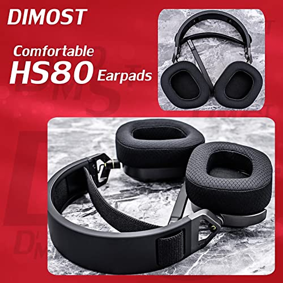 DIMOST HS80 Ear Pads Compatible with HS80 Headset I Thicker Enhanced Memory Foam - More Breathable Mesh
