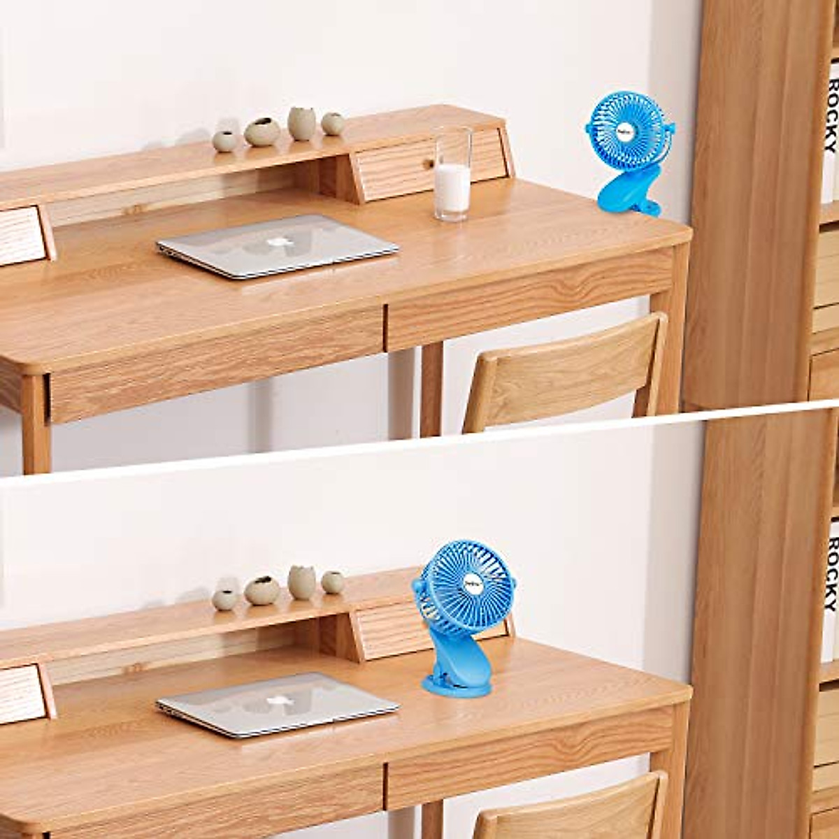 SkyGenius Battery Operated Clip On Baby Stroller Fan (Blue)