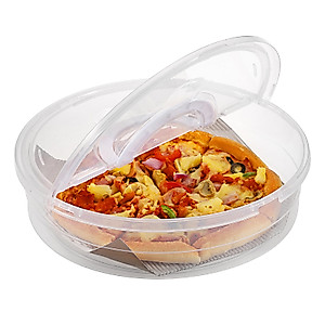 BTSKY Clear Plastic Pizza Container with Lid and Handle 12 Inch Round Pie Carrier with Lid Portable Pizza Keeper Reusable Food Storage Container for Cheese, Desserts, Holds up to 11 Inch Pizza
