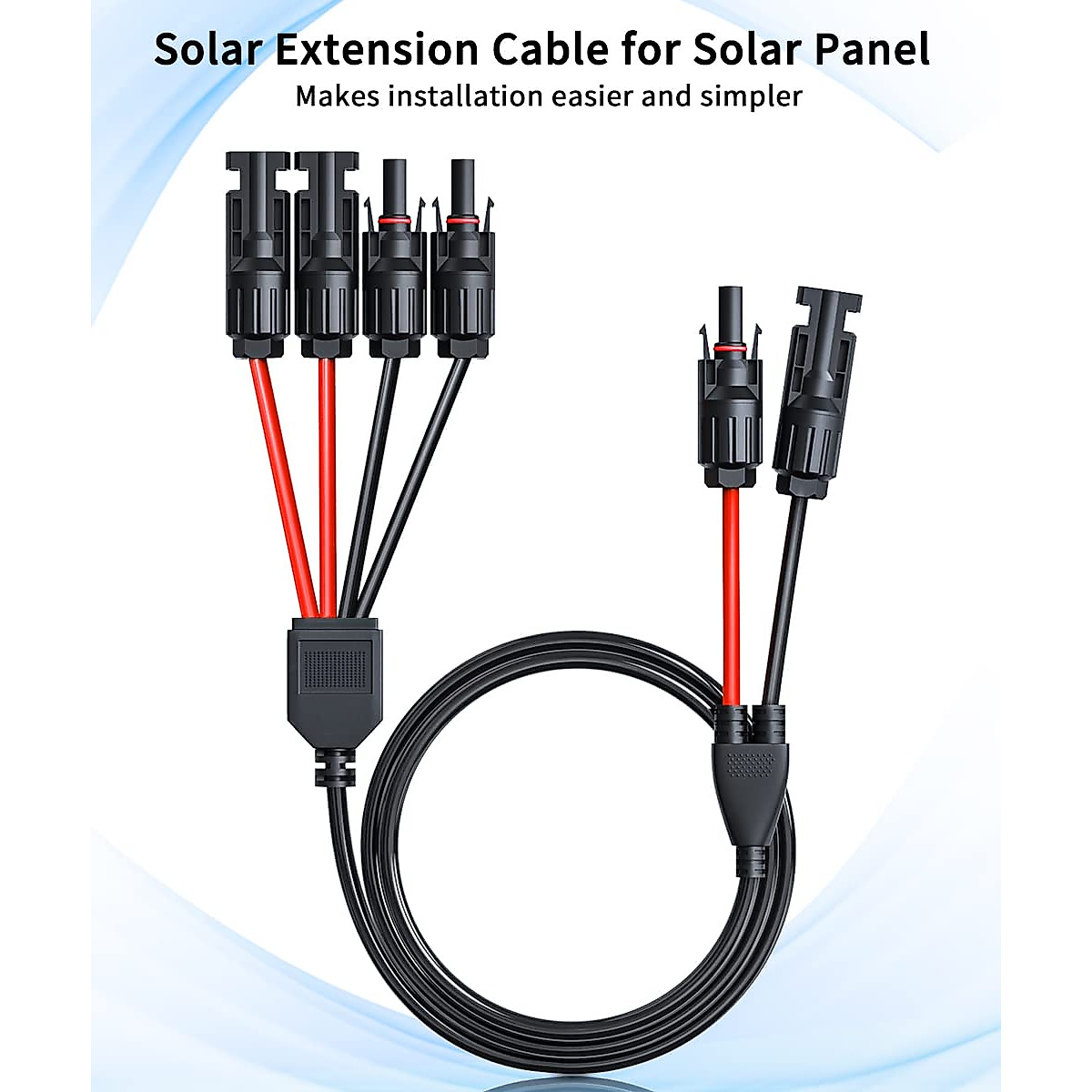 ELECTOP Solar Panel Connector Extension Cable 3.5Ft, 2-in-1 Solar Y Branch Connectors Parallel Adapter Cable, Solar Panel Wire Splitter Male/Female Plug Tool Kit for Solar Panels Solar Generator RV