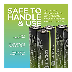 Kratos Power AAA Batteries - 20 Pack Alkaline Batteries - Long-Lasting All-Purpose Triple A Batteries - 10 Year Shelf Life - Mercury & Cadmium Free AAA Battery Pack - Disposable Replacement Batteries