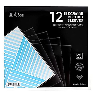 BIG FUDGE 25x Vinyl Record Outer Sleeves 12" LP | Durable & Wrinkle-Free | Crystal Clear & Made from High-Density Polypropylene | 3 mil Thick, 12.75” x 12.75” | Fits Most Gatefolds and Double LPs