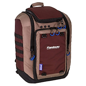 Flambeau Outdoors P50BP Portage Pack, Portable Fishing and Tackle Organizer Backpack with Tuff Tainer Storage Boxes Inside - Dark Brown/Tan
