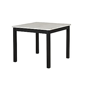 Yoglad Dining Table Set with 1 Faux Marble Dining Table and 4 Velvet Upholstered-Seat Chairs, Counter Height Rectangular Table for Dining Room, Furniture for Kitchen (5-Piece Set 42" L*42" W, Black)