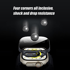 Ailun for 2022/2023 Apple Watch Ultra 2/Ultra Screen Protector Case [49mm], Ultra-Thin Hard PC Case Built in Tempered Glass for iWatch, Shockproof Cover with Button [2 Pack][Black]