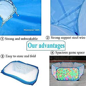 kathson Playpen for Small Animals Cage Tent, Breathable&Transparent Pets Playpen Folding Exercise Pop Open Outdoor/Indoor Portable Fence with Carrots for Guinea Pig Hamster Rabbit Rat Gerbils(Blue)