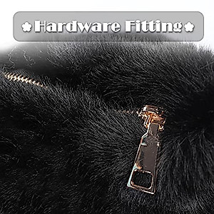 TANOSII Fuzzy Underarm Bag Faux Fur Shoulder Bag Furry Top-handle Bag Fluffy Handbag for Women Black