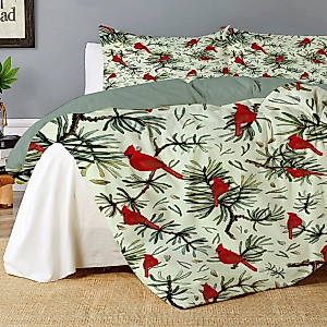 Darani Christmas Cardinals Birds Duvet Cover Queen 90 x 90 in Ultra Soft Washed Microfiber Comforter Cover Sets 3 Pieces (1 Duvet Cover + 2 Pillow Shams)