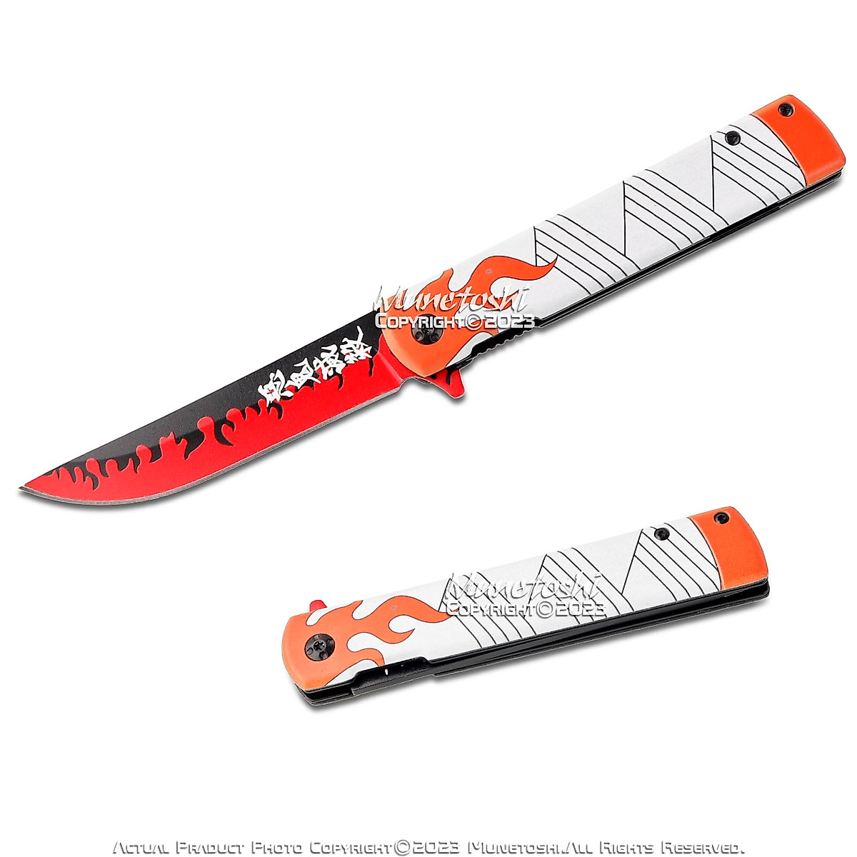 Munetoshi 9” Demon Killer Anime Spring Assisted Folding Pocket Knife Nine Styles Rengoku