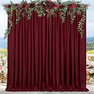 Burgundy Wall Backdrop Polyester Backdrop Curtain Panel Drapes Romantic Stage Fabric 10x8ft for Home Party Backdrop