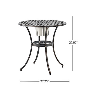 Christopher Knight Home Angeles Outdoor Cast Aluminum Bistro Furniture Set with Ice Bucket, 3-Pcs Set, Copper