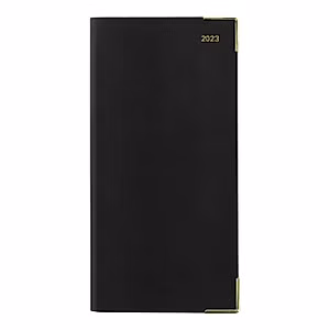 Letts of London 12S Daily Planner, Day Per Page, Classic Slim Month Per Page, 13 Months Jan 2023 - Jan 2024, Landscape Diary 2023 6 5/8" 3 1/4" (Black)