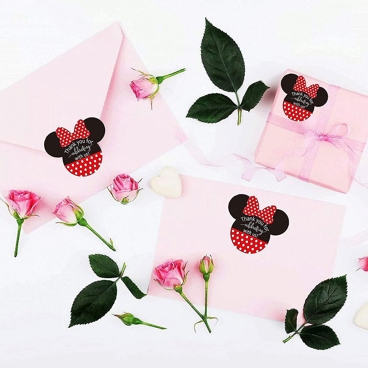 "Thank You for Celebrating with Us" Labels 2.38 x 2 Inch PVC Stickers Holiday Present Stickers-400 Pcs Birthday for Baby Shower Party Decor