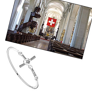 LQRI Christian Cross Bracelet Philippians 4:13 gift Bible Verses Gift God Cross Bangle Religious Gift For Women (B-Phil 4:13)