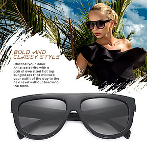 Women's Oversized Flat Top Fashion Sunglasses Trendy Big Square Designer Retro Sun Glasses Shades