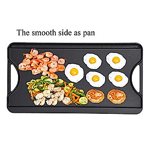GasSaf Cast Iron Reversible Griddle with Handles, 20 Inch x 10.5 Inch Big Grill Pan for Stovetop
