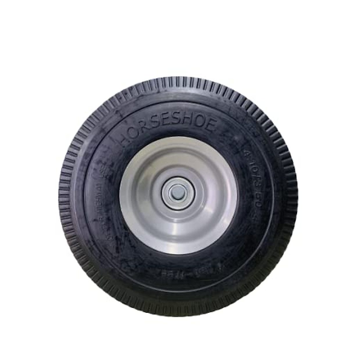 2 New 4.10/3.50-4" Solid Flat-Free Sawtooth Wheel w/Grease Fitting for Hand truck Dolly All Purpose Utility Cart, Offset Hub 2.25"-4.00", 5/8" Bearing installed w/Extra 3/4" Bearing