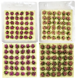 Cayway Flower Cluster Model Pink Flower Vegetation Groups Grass Tufts Set Miniature Static Scenery Model for DIY Architecture Building Garden Scenery Landscape
