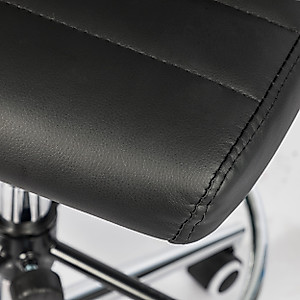 Okeysen Armless Drafting Chair, Tall Office Desk PU Leather Chair for Standing Desk, Drafting Stool with Mid Back, Rolling Stool with Footrest, Height Adjustable Swivel Task Chair for Home Office