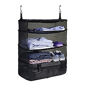 FAMKIT Luggage Organizer Portable Hanging Travel Shelves Storage Bag for Travel Luggage Space Saving