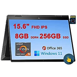 HP Envy x360 15 2-in-1 Laptop I 15.6" Full HD IPS Edge-to-Edge Glass Micro-Edge Multi-Touch I AMD 6-core Ryzen 5 5625U I 8GB DDR4 256GB SSD I Backlit USB-C HDMI Office365 Win11 + 32GB MicroSD Card
