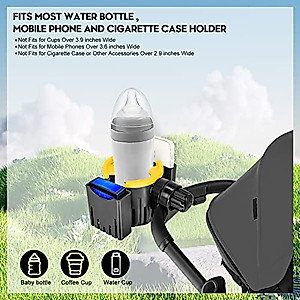 3 in 1 Universal Stroller Cup Holder, Bike Cup Holder Bottle Holder Drink Holder with Handle for Stroller Bike Wheelchair Walker Scooter Fits Most Cups