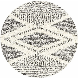 Hauteloom Trunding Moroccan Farmhouse Living Room Bedroom Shaggy Area Rug - Bohemian Shag Rug - Plush High Pile - Southwestern Boho Soft Carpet - Black, Cream, Grey, Beige - 5'3" x 7'3"