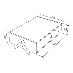 HT Design Kipp Cross Legs Wooden Frame Rectengular Coffee Table for Living Rooms with Interior Shelving, Walnut/Yellow