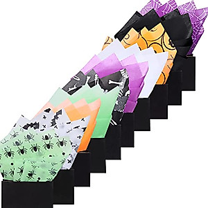 100 Sheets Halloween Tissue Paper Black Orange Wrapping Paper Bat Pumpkin Spider Tissue Paper Skull Gift Wrapping Tissue for Birthday Party Gift Bag DIY Crafts