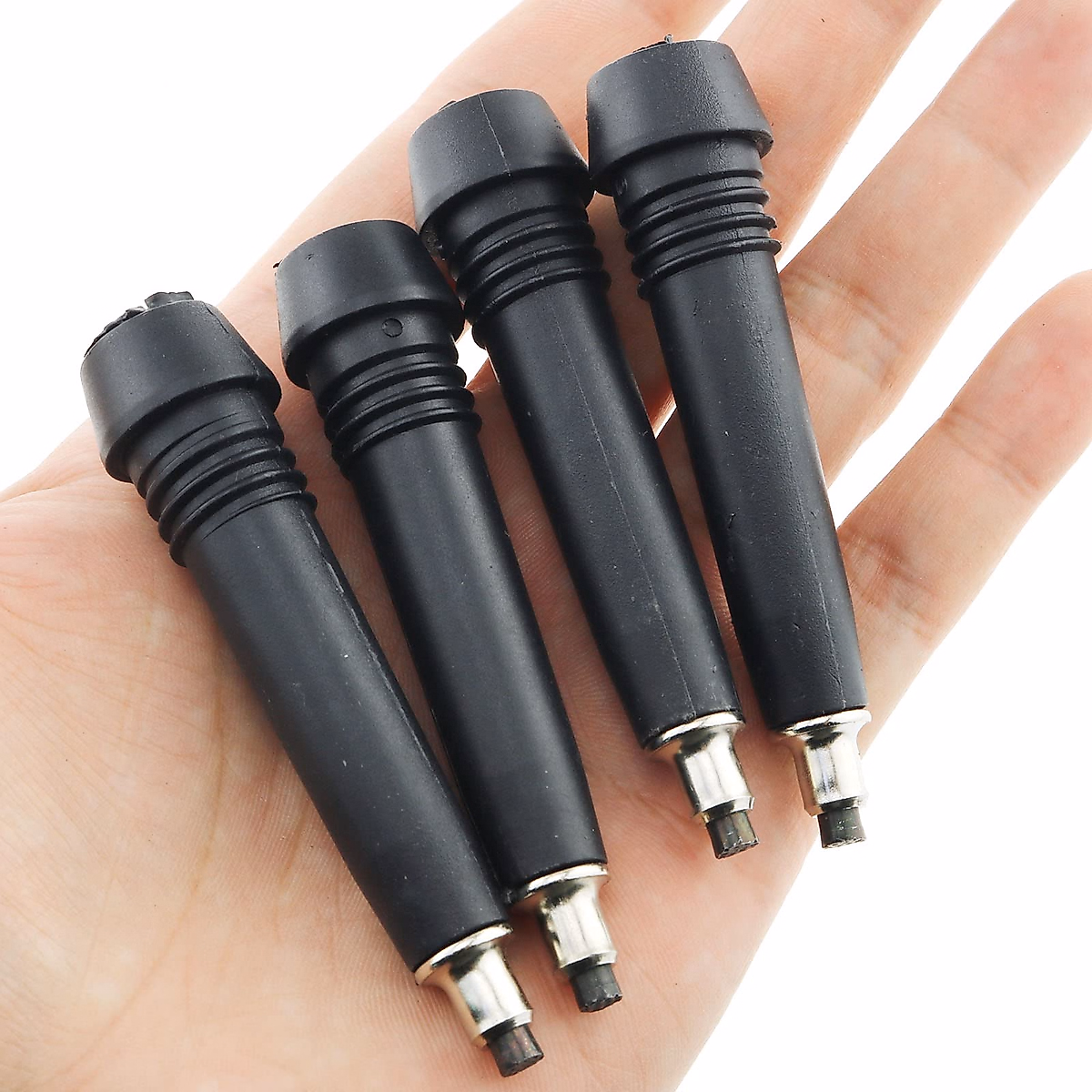 Alpenstock Tip E-outstanding 4PCS Black Carbon Tungsten Steel Trekking Rod Tip Replacement for Hiking Walking Treking Carbide Flextip