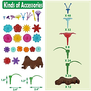 Cllayees 148 Pcs Flower Garden Building Toy Set for Kids, Building Blocks Pretend Gardening Set Preschool Educational Activity Stem Flower Garden Stacking Game Gift for Boys Girls Age 3-7 Year Olds