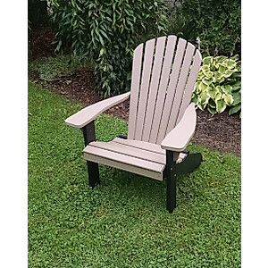 Amish-Made Fanback Style Weathered Wood Poly Adirondack Chair with Black Frame