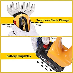 Cordless Grass Shear & Hedge Trimmer, 2 in 1 Handheld Shrubbery Trimmer Electric Grass Cutter, Lightweight Hedge Clipper with Rechargeable Battery and Charger for Garden and Lawn