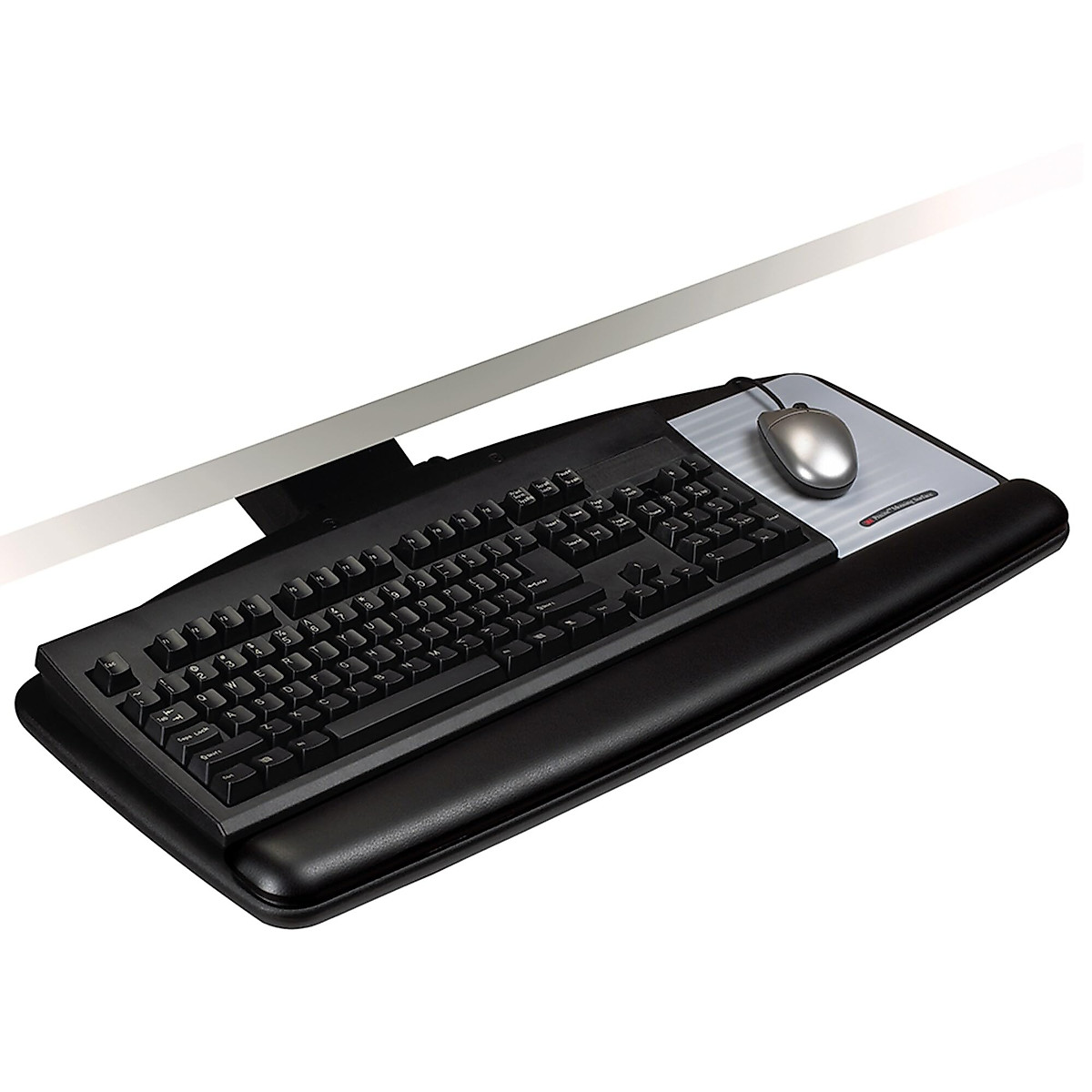 3M Keyboard Tray, Just Lift To Adjust Height And Tilt, Sturdy Tray Includes Gel Wrist Rest And Precise Mouse Pad, Swivels Side To Side And Stores Under Desk, 23" Track, Black (AKT90LE)