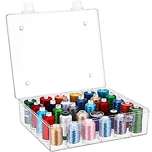 New brothread Pack of 2 Tall and Clear Storage Box/Organizer for 2x30 Home Embroidery&Cotton Thread Spools Compatible with Tall Thread Spools from Isacord/Floriani/Madeira/Glide/RA/Connecting Thread