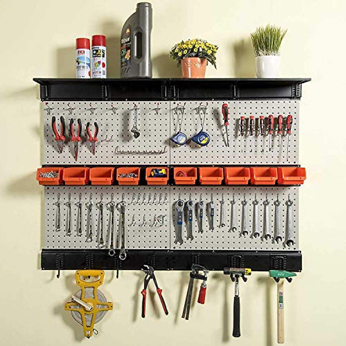 Ultrawall Pegboard Wall Organizer, 48X 36 inch Garage Storage Pegboard with Hooks Storage Bins Tool Board Panel Tool Organizer
