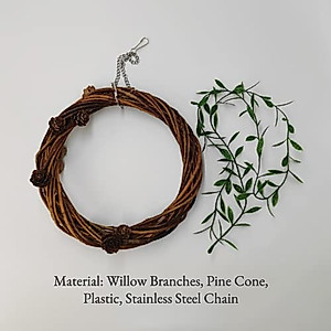 Round Bird Swing, Natural Willow Branch Chewing Bird Toys, Hanging Climbing Cage Parrot Perch Play Stands for Small Parrots Lovebirds Conures Parakeets (Large)