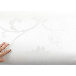 Peel and Stick Flame Retardation PVC Instant Floral Decorative Self-Adhesive Film Countertop Backsplash Grace White Pearl (MF5154-3 : 2.00 Feet X 6.56 Feet)