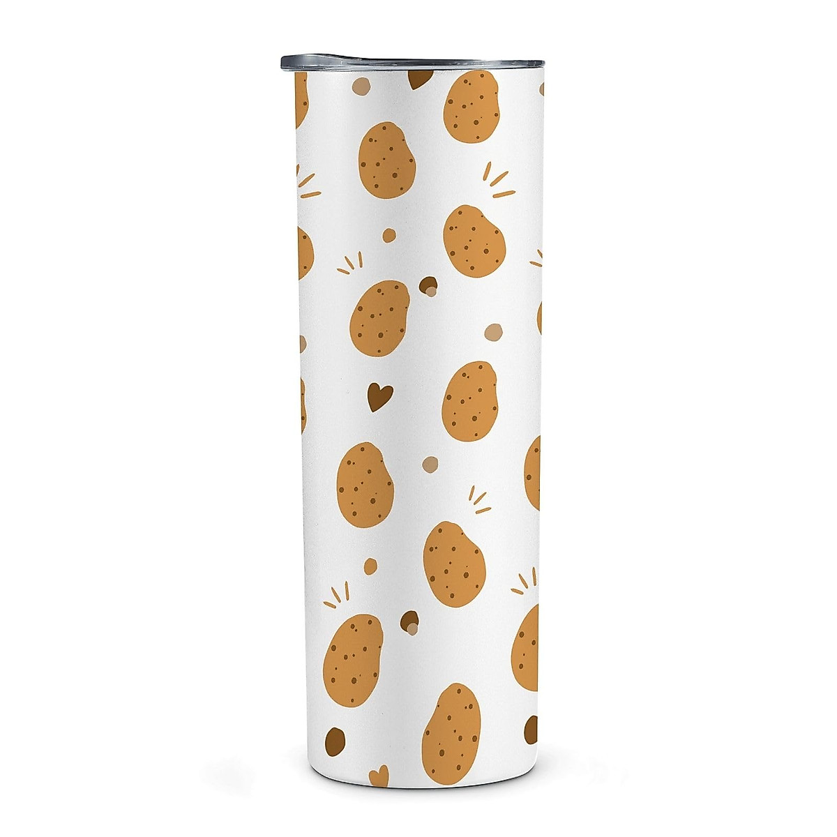 Onebttl Funny Potato Gifts for Potato Lovers, All-over Pattern Insulated 20oz Stainless Steel Skinny Tumbler with Straw and Lid