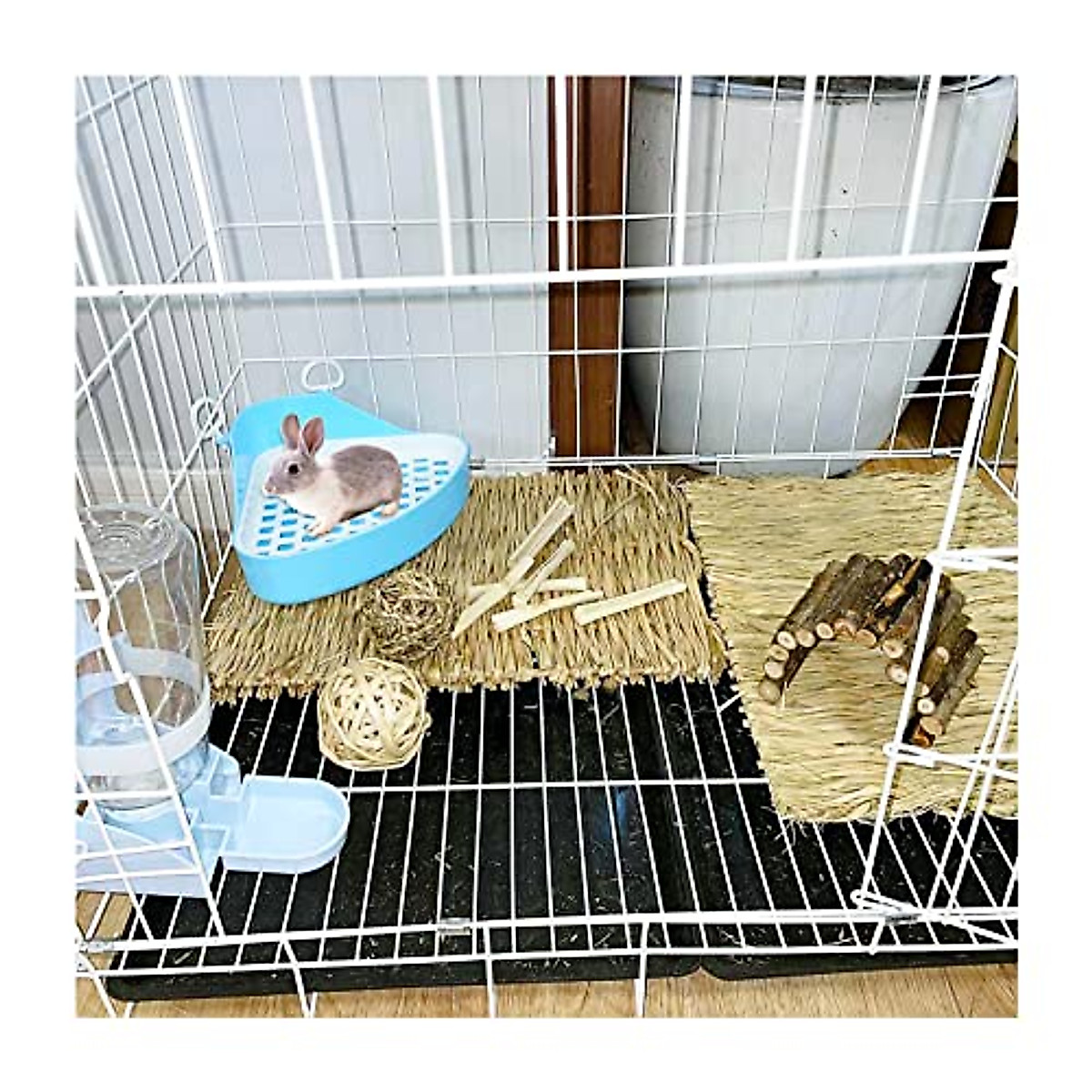 Rabbit Triangle Potty Trainer Corner Small Animal Toilet Litter Box Pet Bedding Pee Pan Tray Toilet for Hamster Chinchilla Guinea Pig Bunny Ferret (Blue)